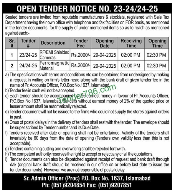 Daily updated tenders in 2024 -All categories are tender786.com