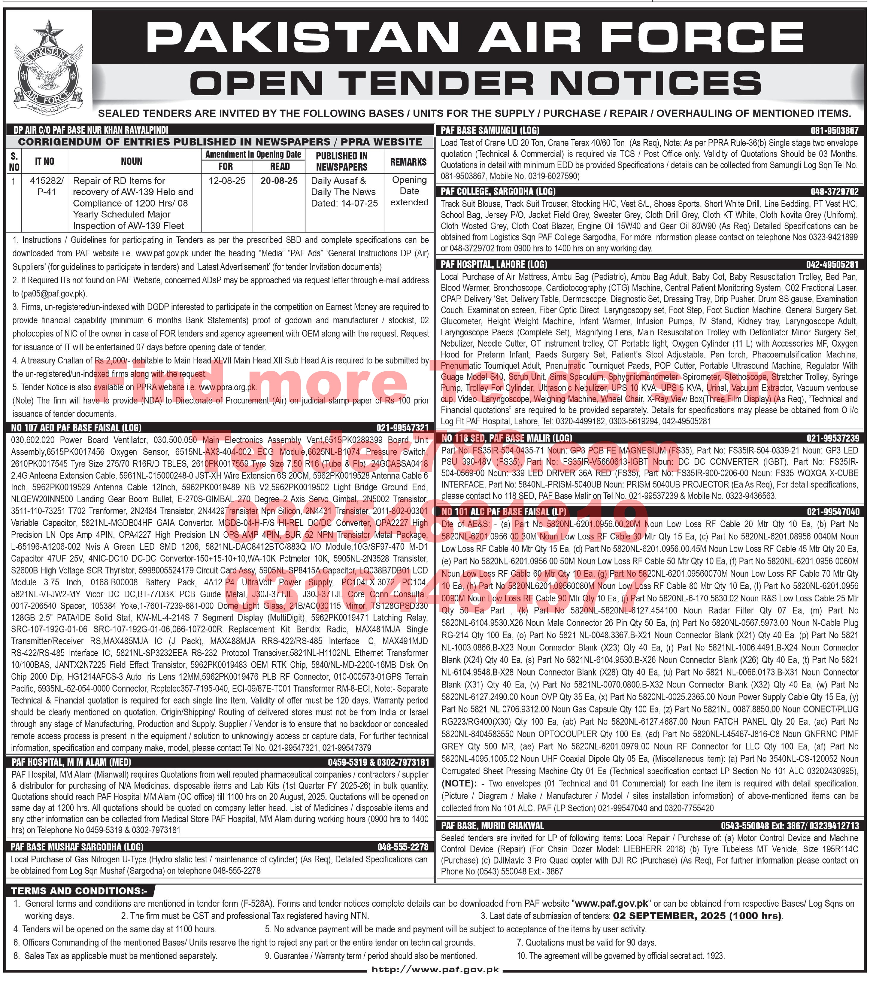 Poster for (PAF TENDERS) PAKISTAN AIR FORCE-KARACHI