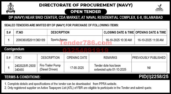 Poster for PAKISTAN NAVY TENDERS-ISLAMABAD