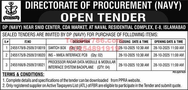 Poster for PAKISTAN NAVY TENDERS-ISLAMABAD