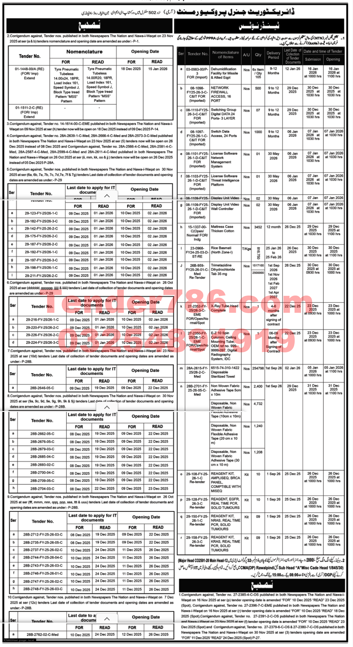 Poster for DIRECTORATE GENERAL PROCUREMENT (DGP ARMY TENDERS)-RAWALPINDI
