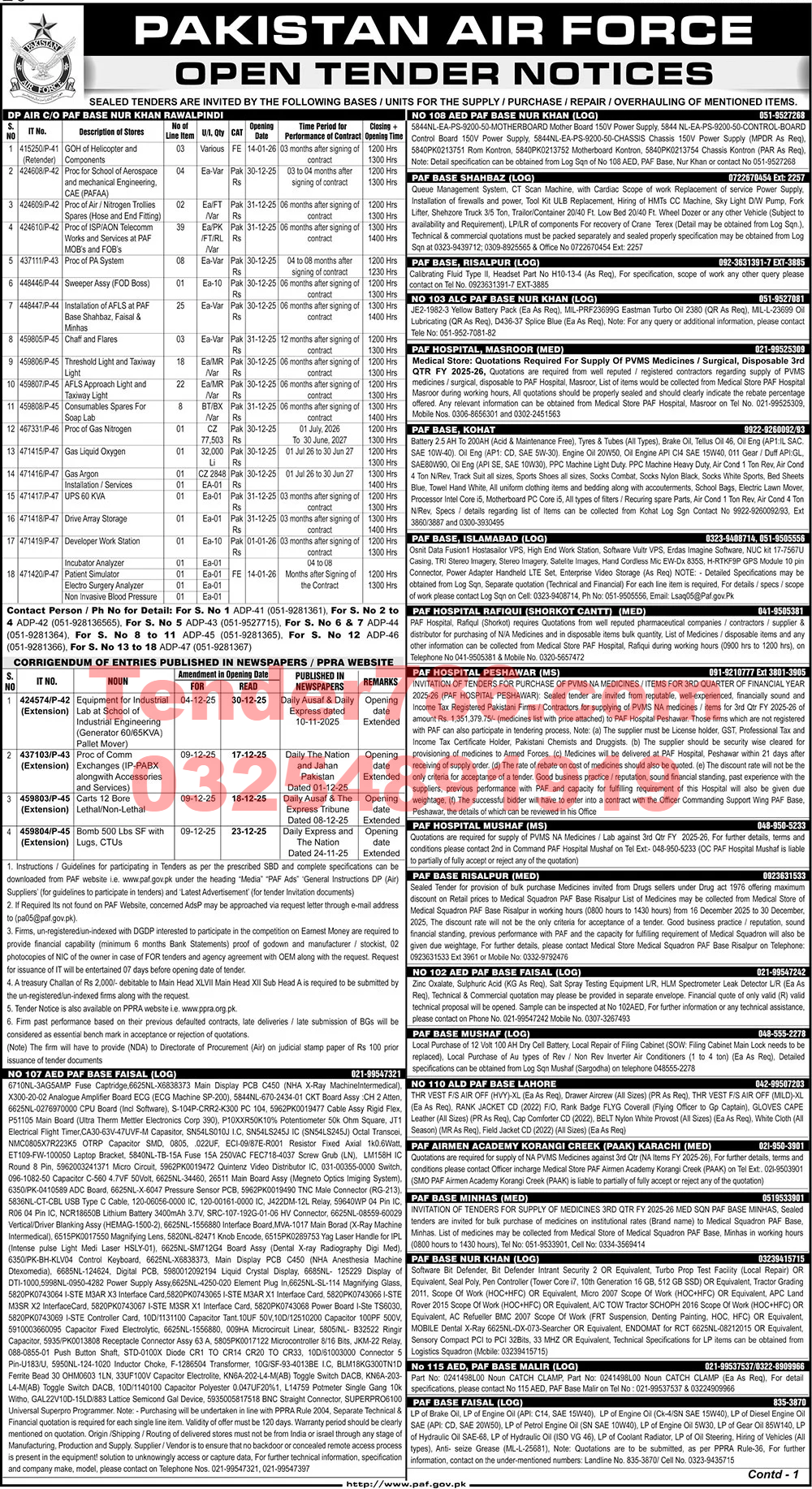 Poster for (PAF TENDERS) PAKISTAN AIR FORCE-ISLAMABAD