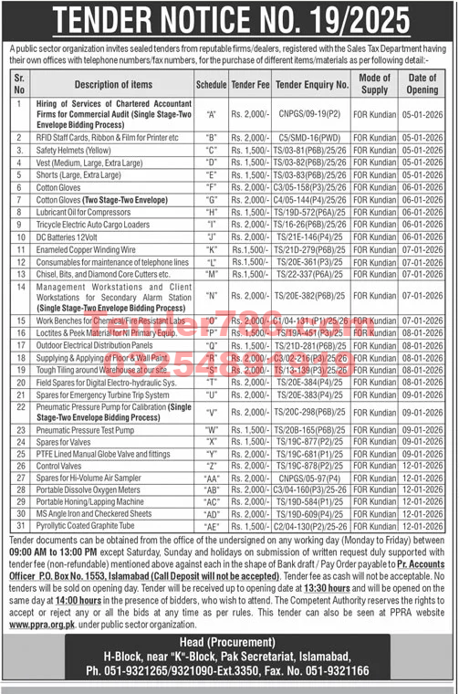 Poster for PUBLIC SECTOR ORGANIZATION TENDERS