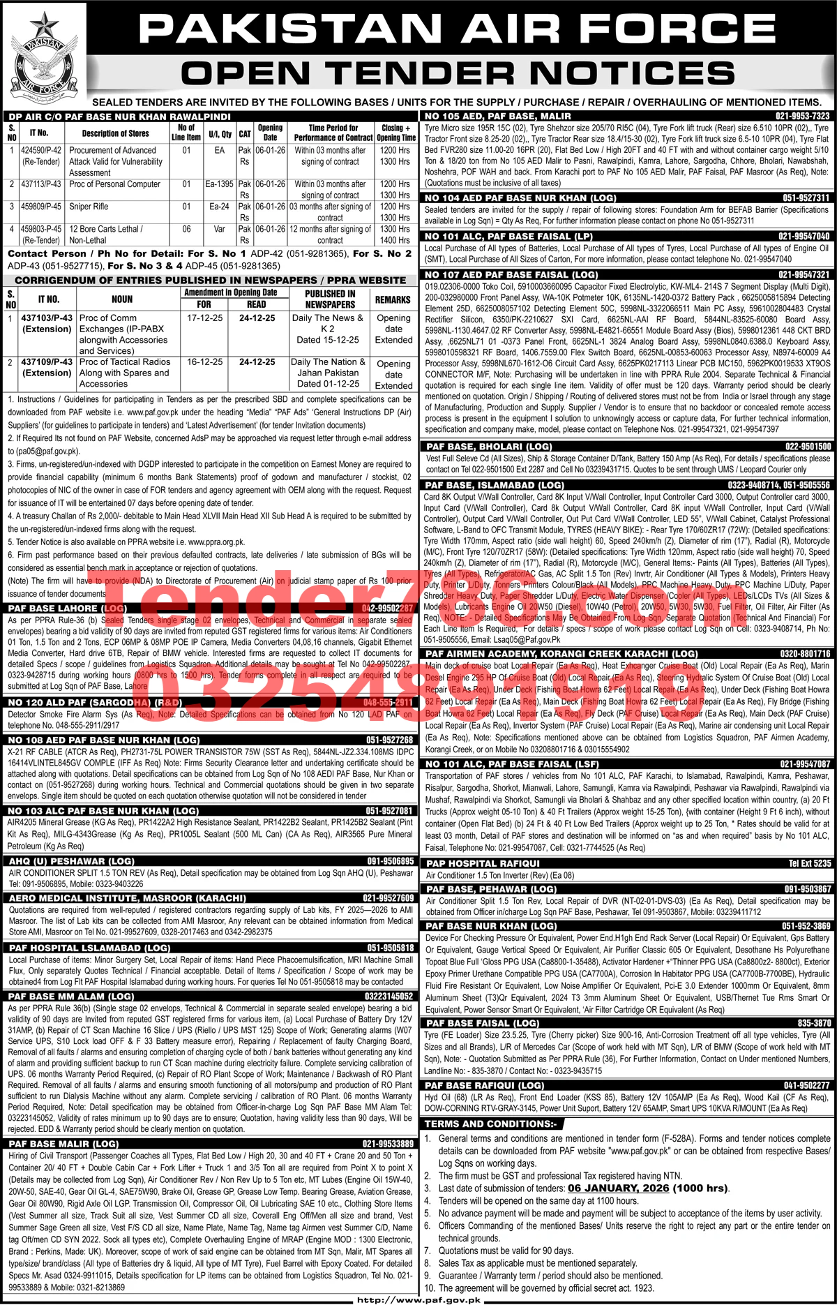 Poster for (PAF TENDERS) PAKISTAN AIR FORCE-RAWALPINDI