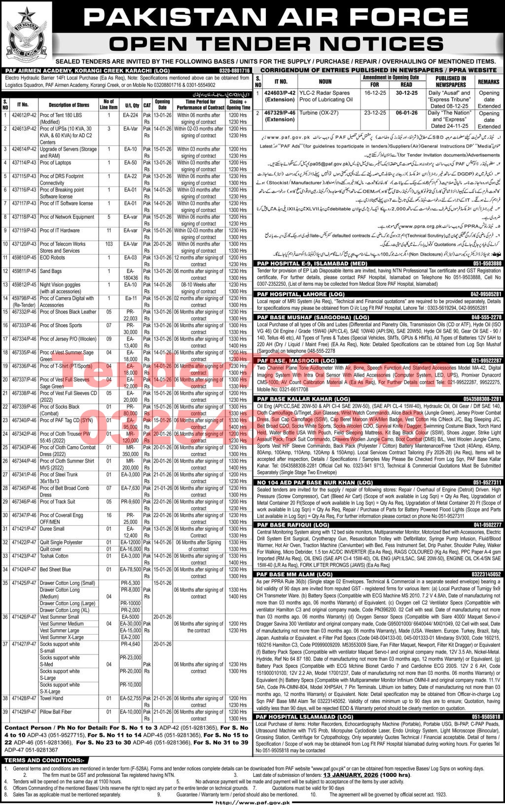 Poster for (PAF TENDERS) PAKISTAN AIR FORCE-KARACHI