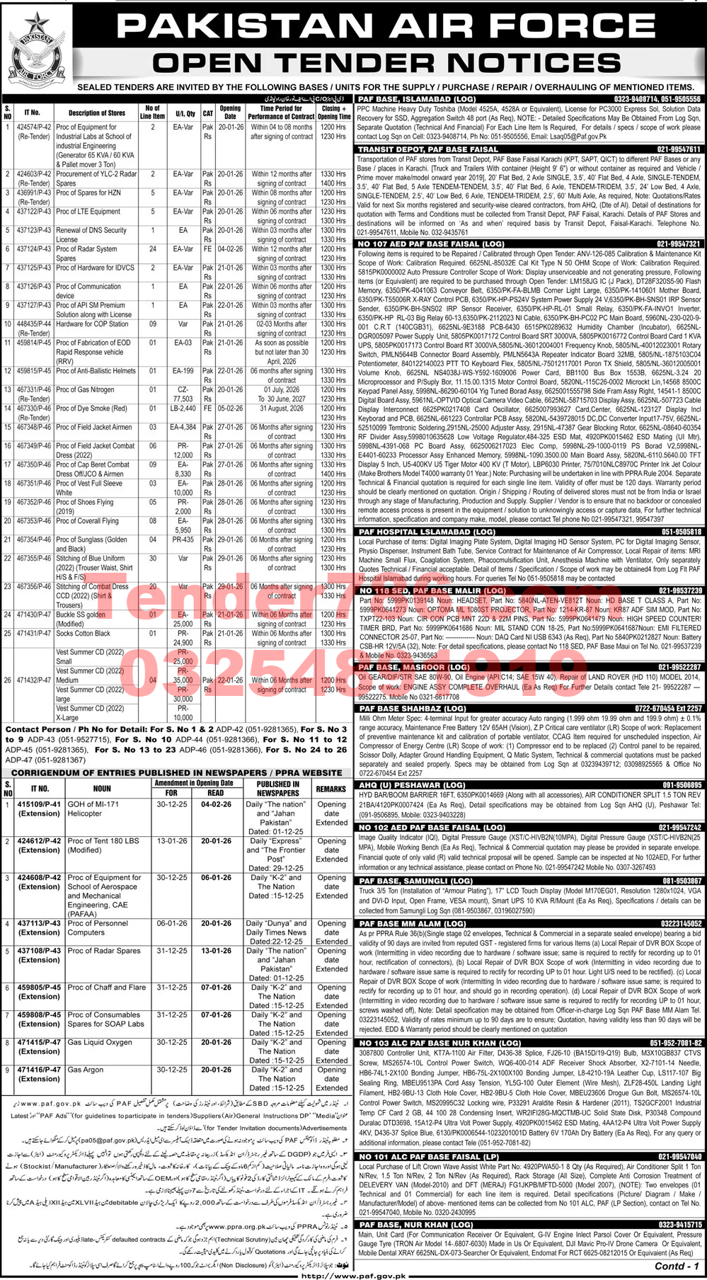 Poster for (PAF TENDERS) PAKISTAN AIR FORCE-RAWALPINDI