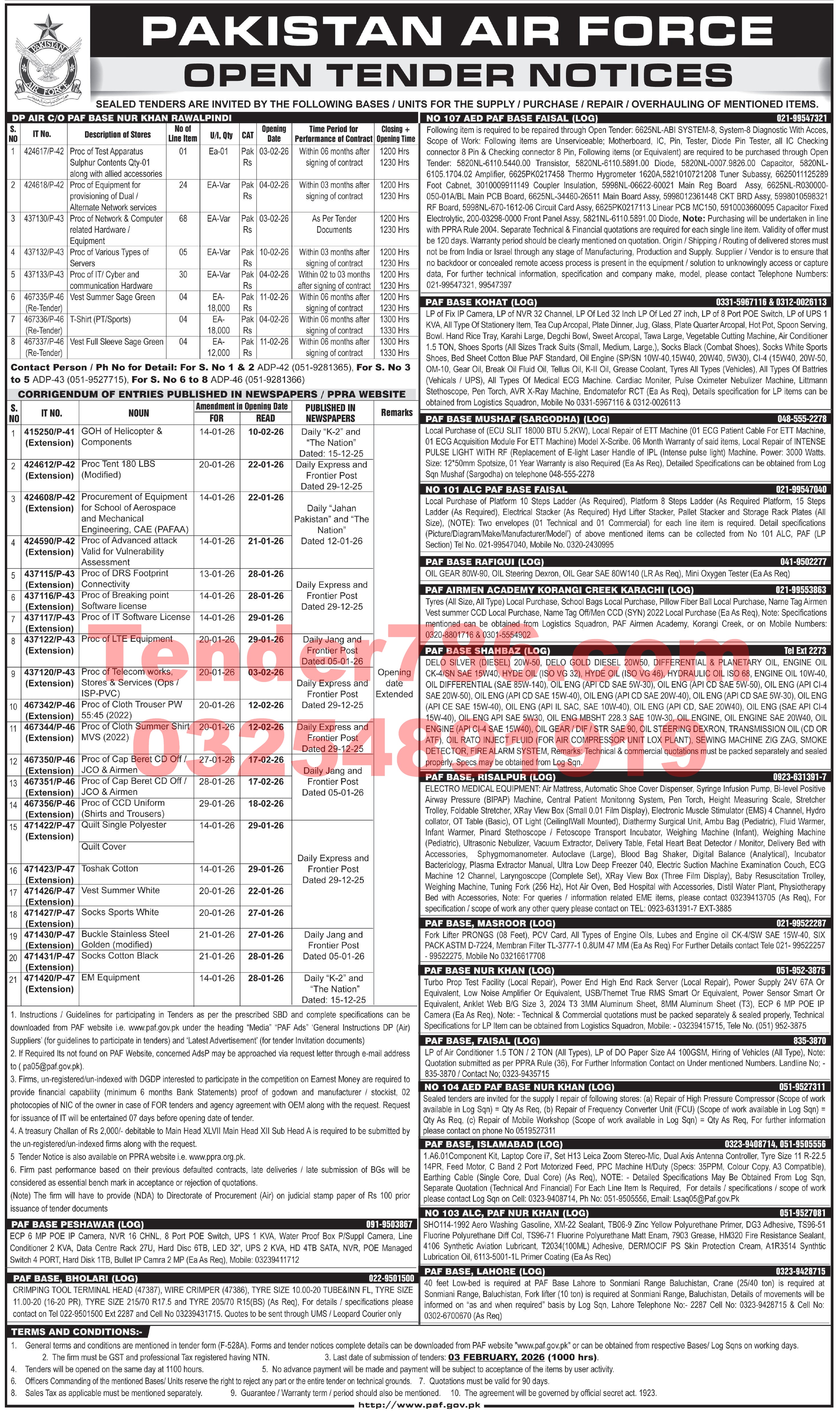 Poster for PAKISTAN AIR FORCE PAF TENDER(PAF TENDERS) PAKISTAN AIR ...